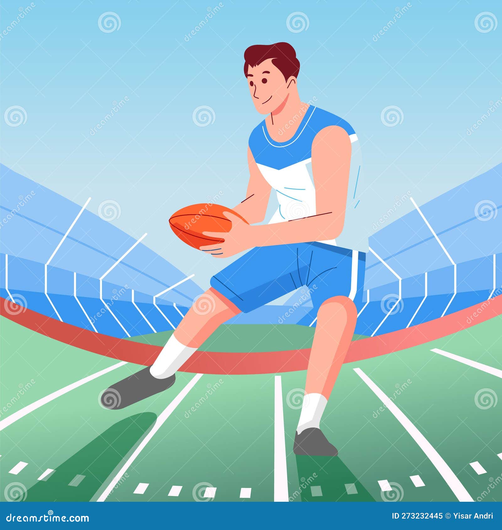 A Rugby Player Catch the Ball on Stadium. Rugby Player in Action Stock ...