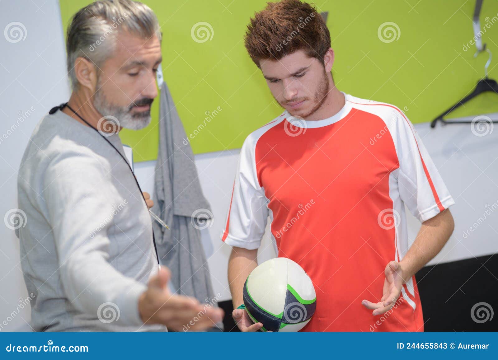 Rugby Player and Coach Talking Together Stock Image - Image of ...