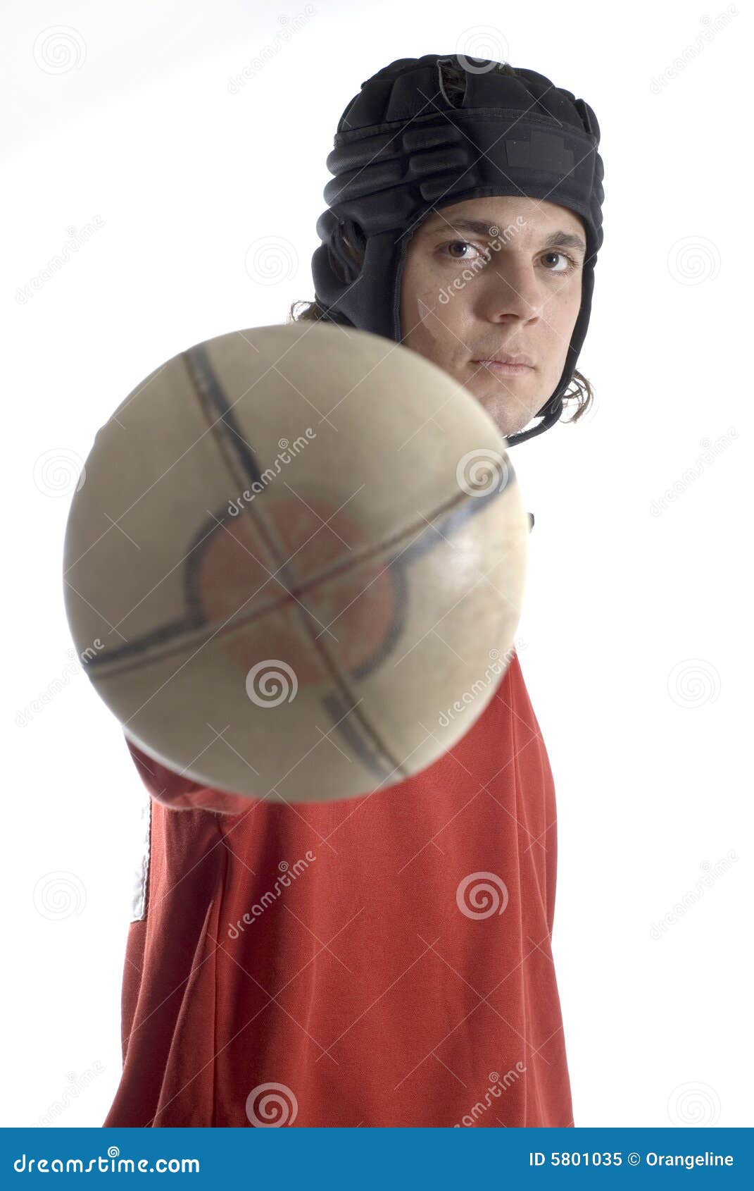 Rugby Player Holding Football - Vertical Stock Image - Image of ...