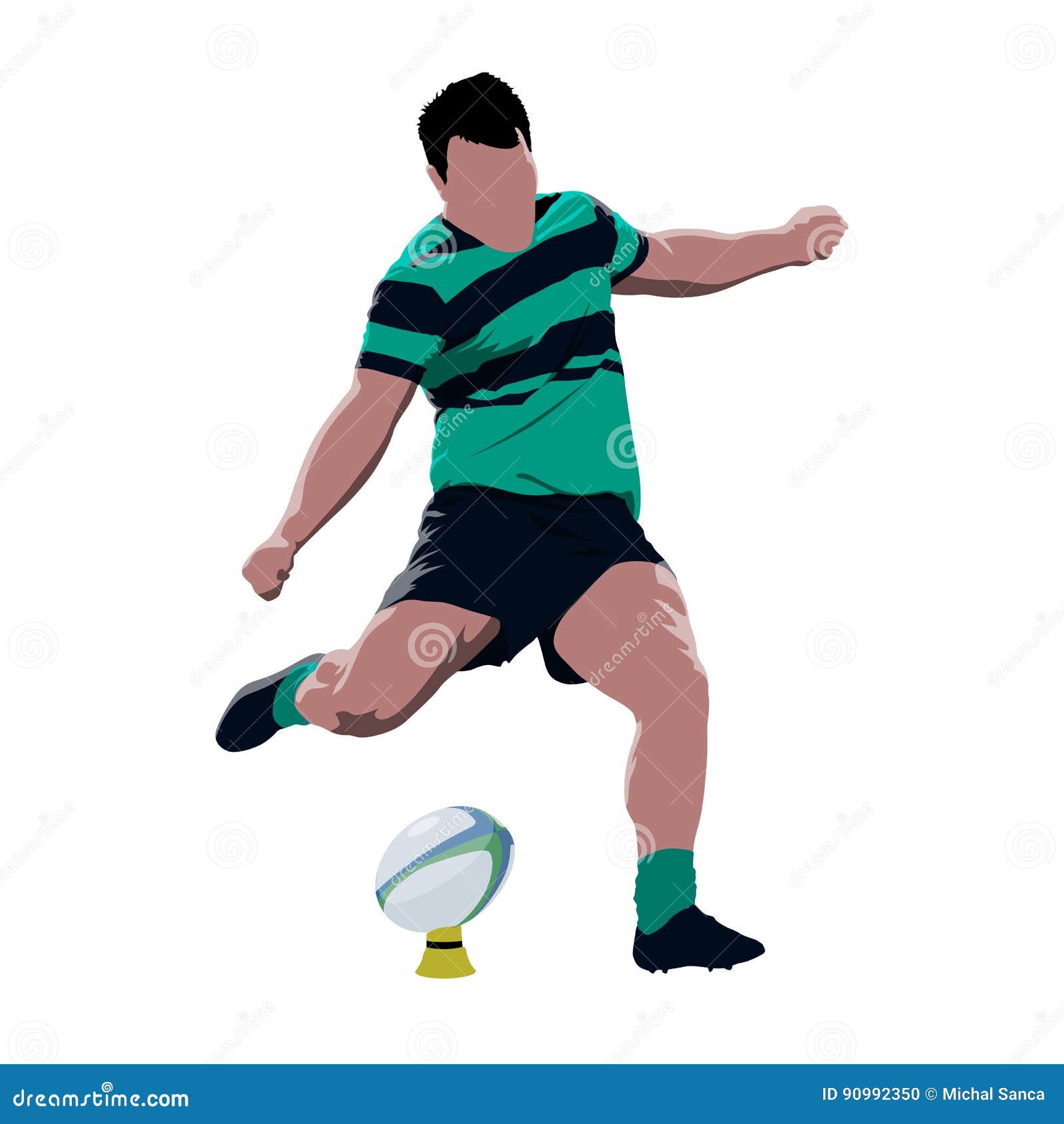 Rugby player kicking ball stock vector. Illustration of athletic - 90992350