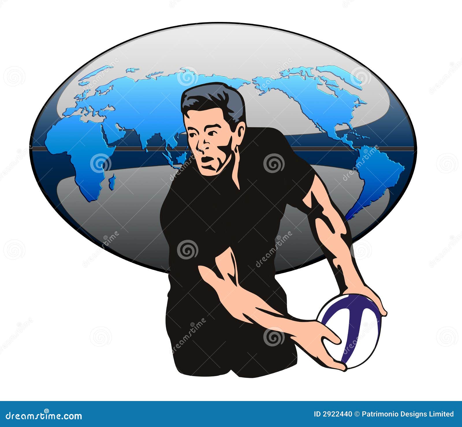 Rugby player passing ball stock illustration. Illustration of retro ...