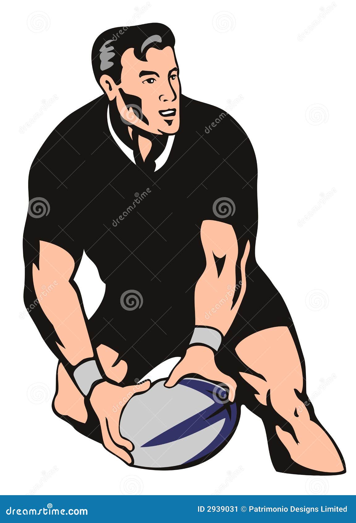 Rugby player passing ball stock illustration. Illustration of sport ...