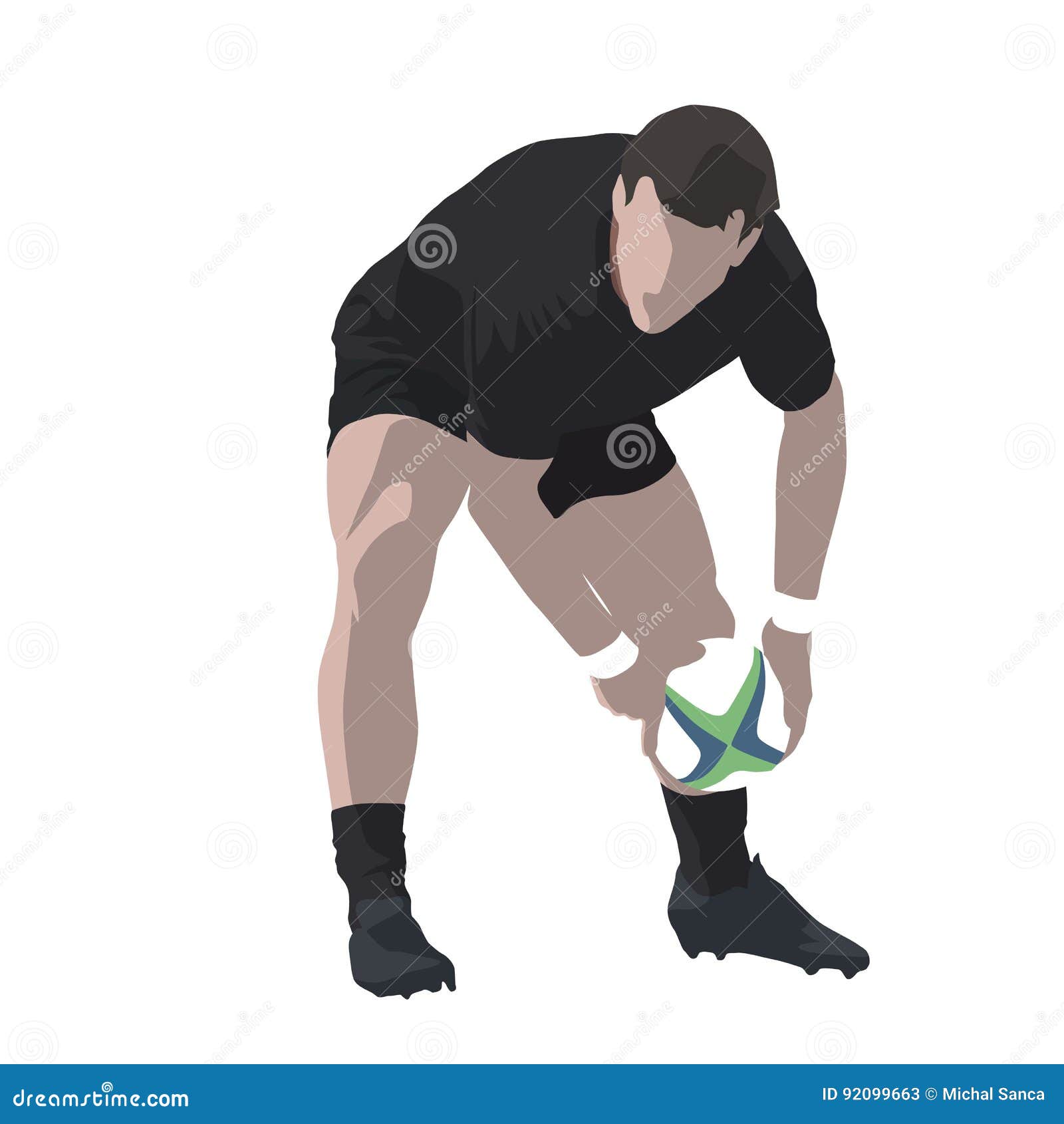 Rugby Player Passing Ball, Vector Illustration Stock Vector ...