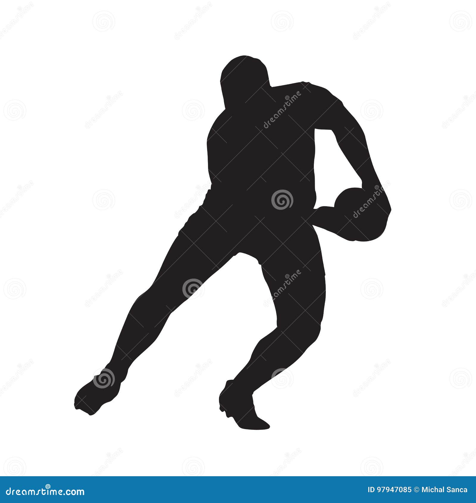 Rugby Player Passing Ball, Vector Silhouette | CartoonDealer.com #97947085