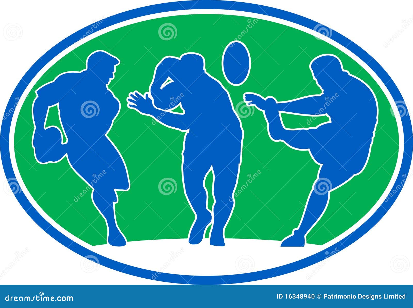 Rugby Player Passing Ball, Isolated Vector Silhouette, Side View. Team ...