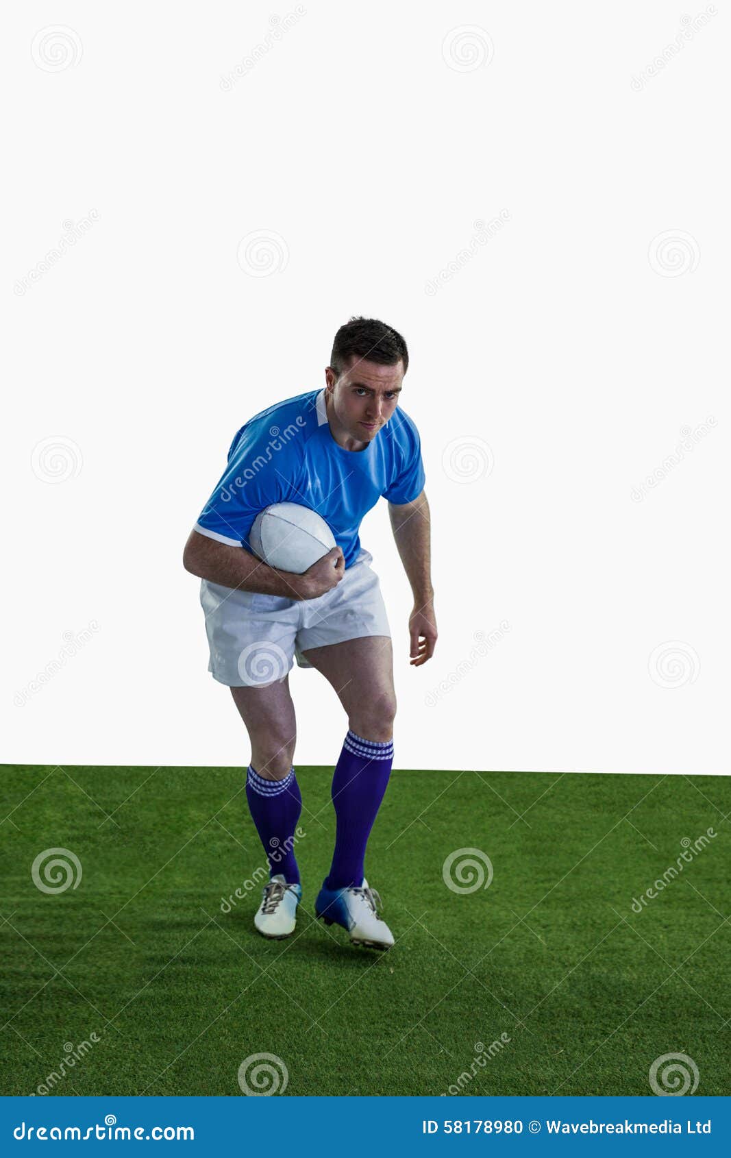 Rugby Player Running with the Rugby Ball Stock Photo - Image of ...
