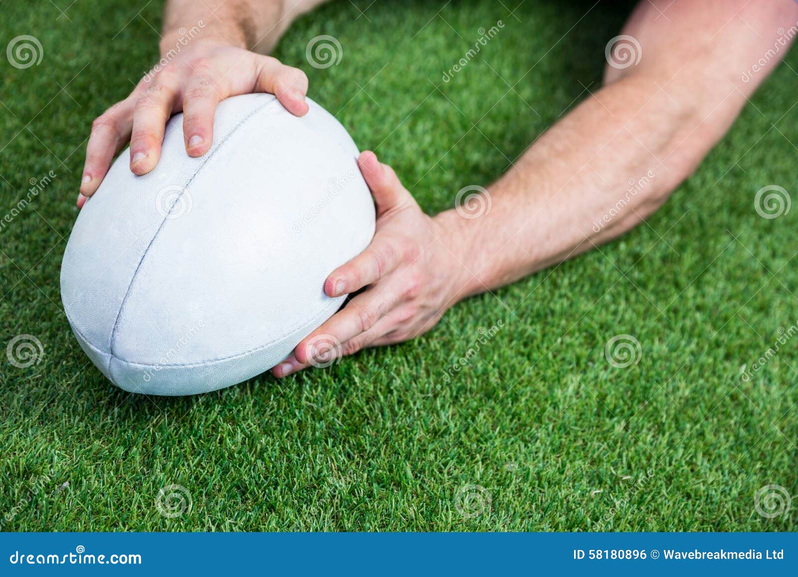 Rugby player scoring a try stock photo. Image of strong - 58180896