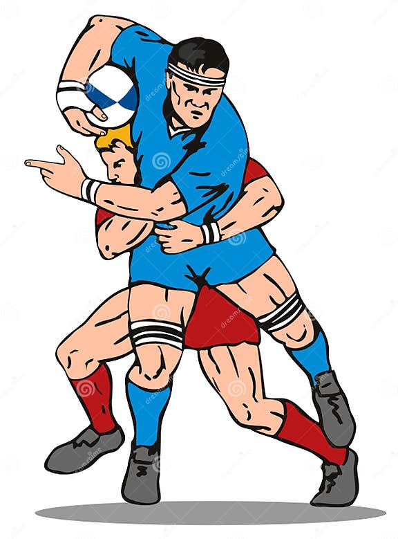 Rugby player tackling stock illustration. Illustration of running - 2706429