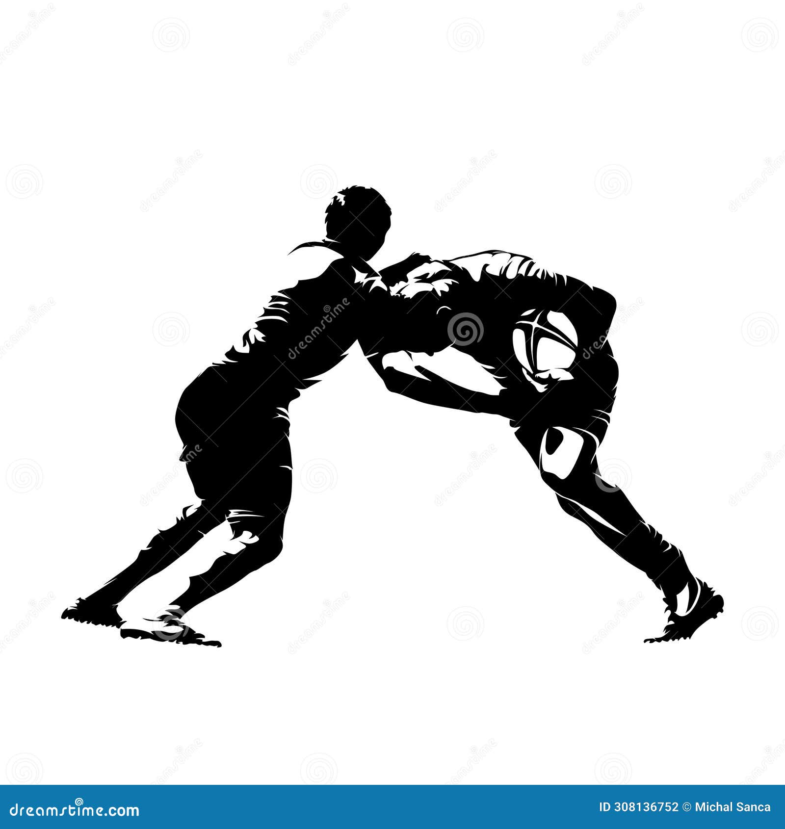 Rugby Players, Isolated Vector Silhouette, Ink Drawing Stock Vector ...