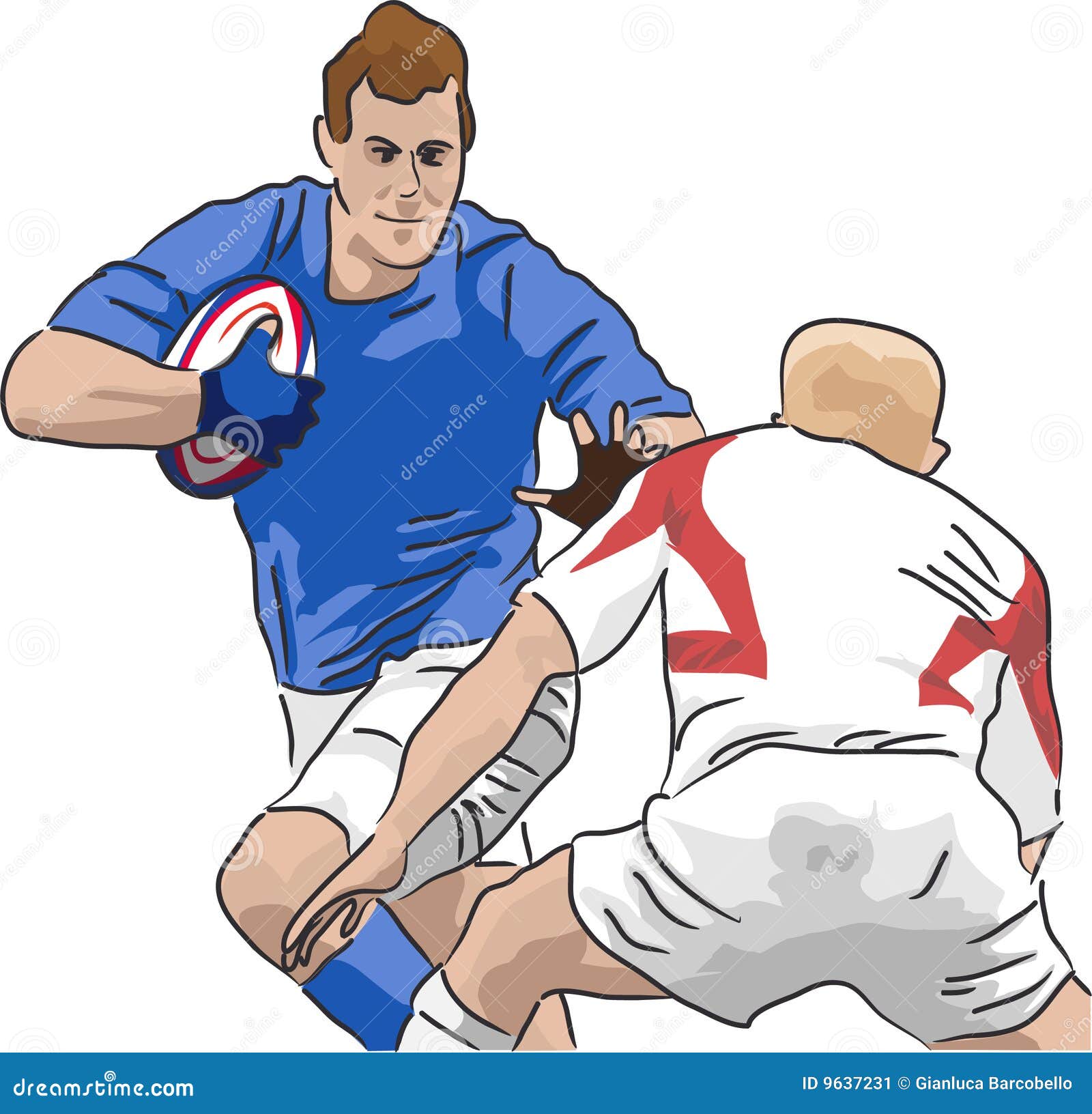 Rugby Players Running with Ball Stock Vector - Illustration of ...
