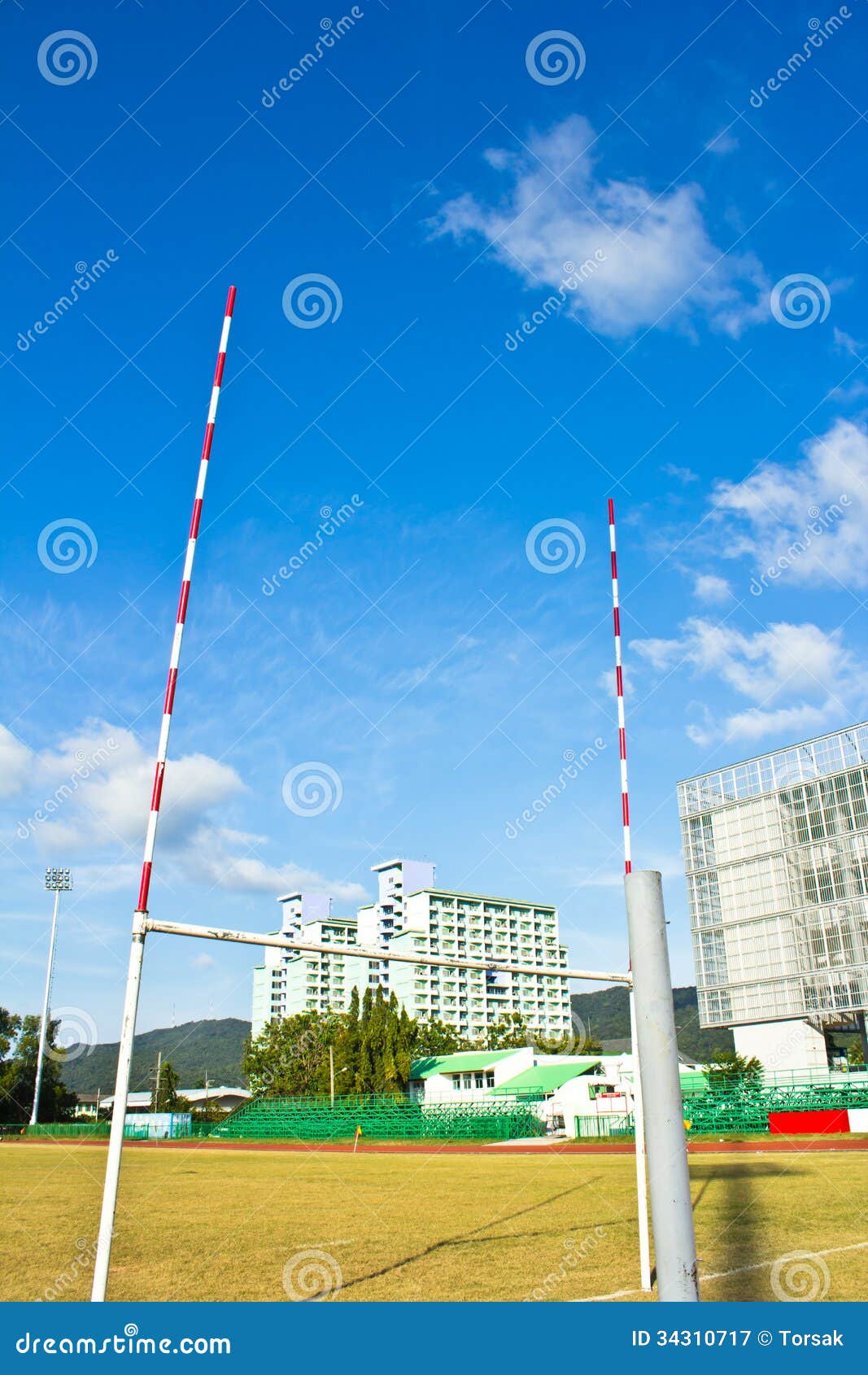 Rugby posts stock image. Image of posts, grass, background - 34310717