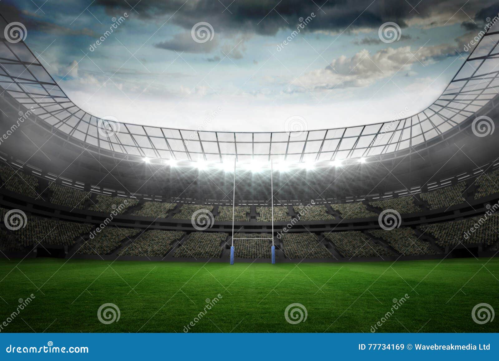 Rugby stadium stock illustration. Illustration of spotlight - 77734169