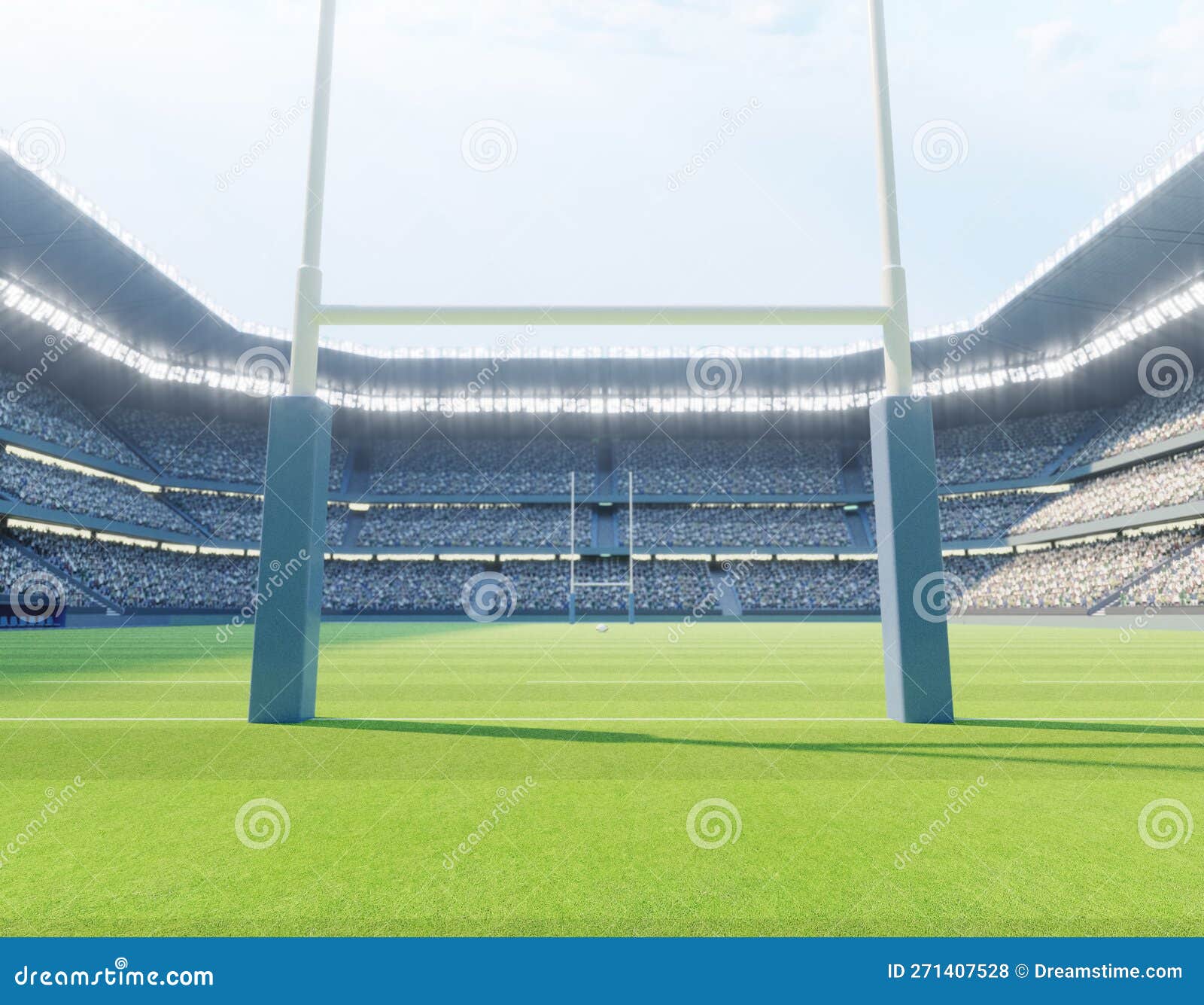 Rugby Stadium With Fans And Green Grass At Daylight Stock Illustration ...