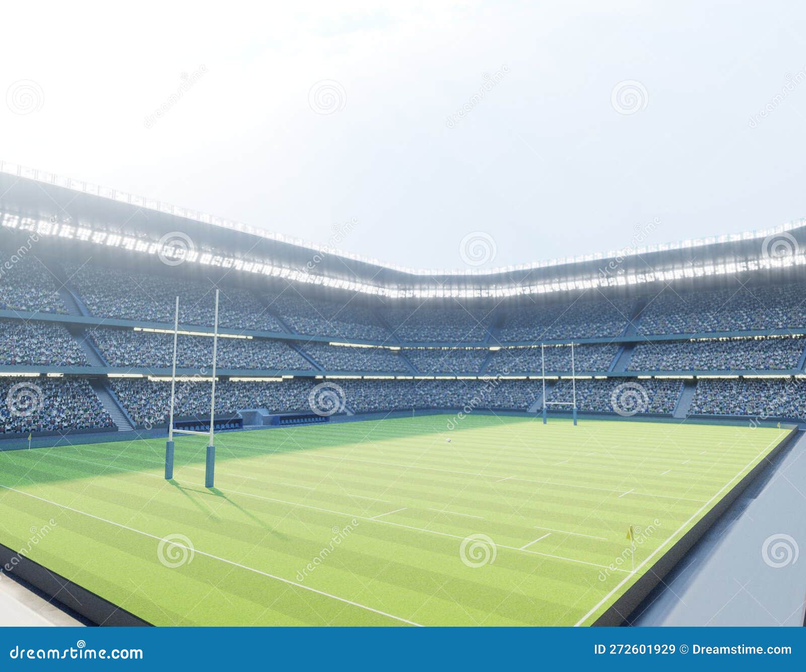 Rugby Stadium With Green Grass Playground And Goal Royalty-Free Cartoon ...