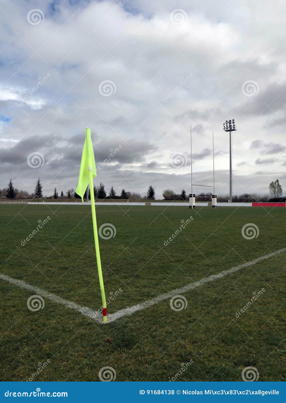 Rugby stadium corner flag stock photo. Image of stadium - 91684138