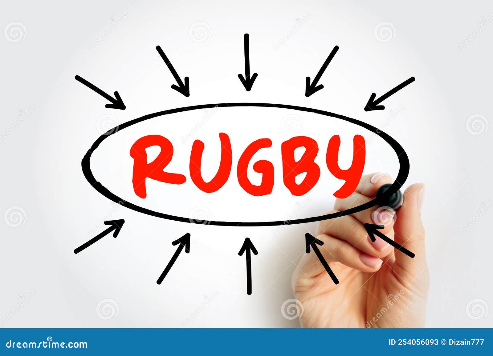 Rugby Text with Arrows, Sport Concept for Presentations and Reports ...