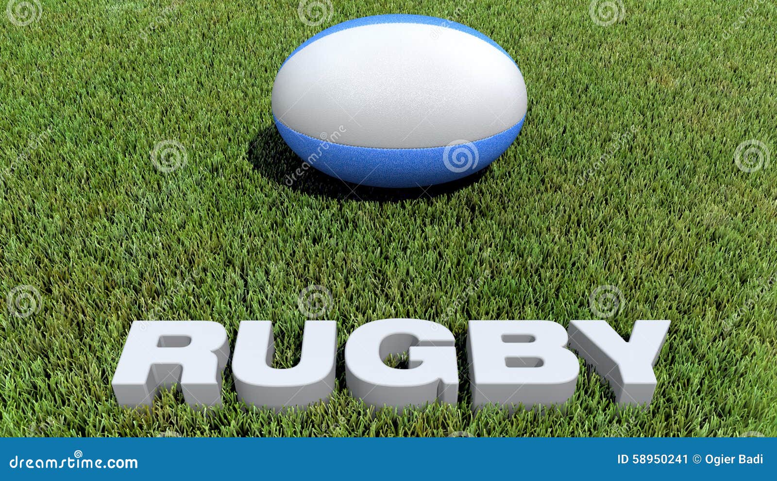 Rugby Texte 3D and Ball on Grass Stock Illustration - Illustration of ...