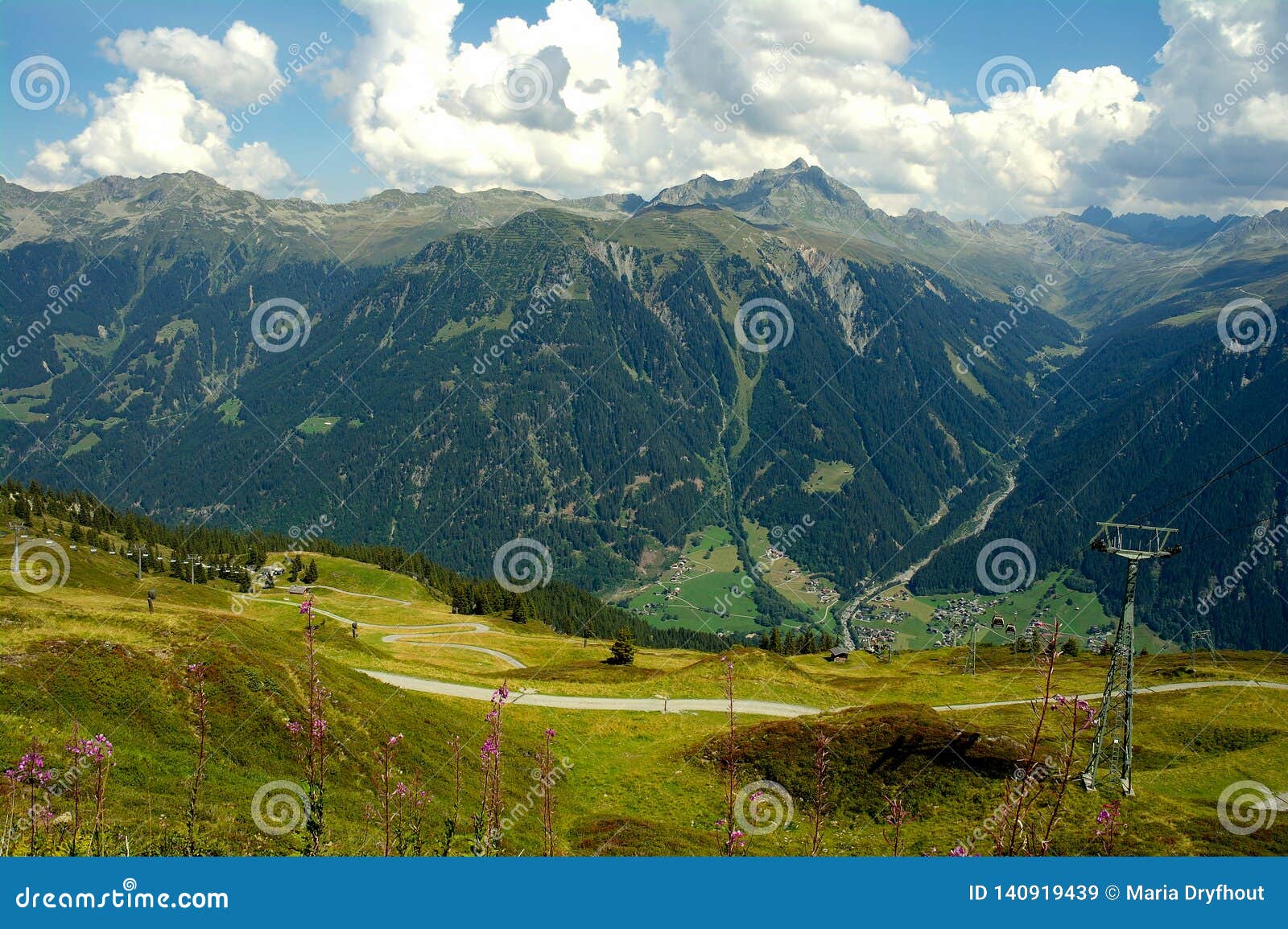 Summer Panoramic Austrian Mountain Valley Scene Stock Image - Image of ...