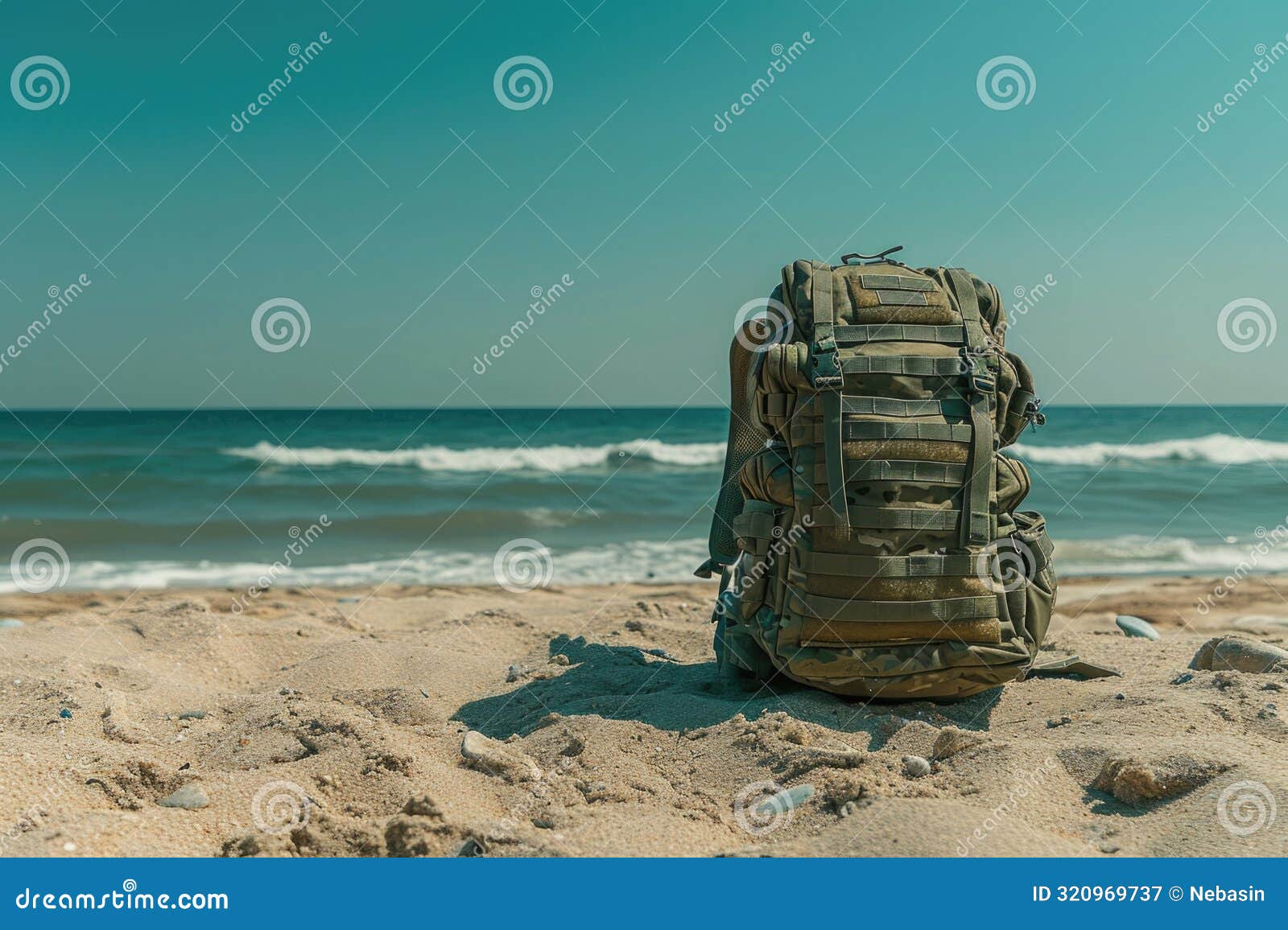 A Rugged Backpack, Equipped for Outdoor Activities, is Placed Upright ...