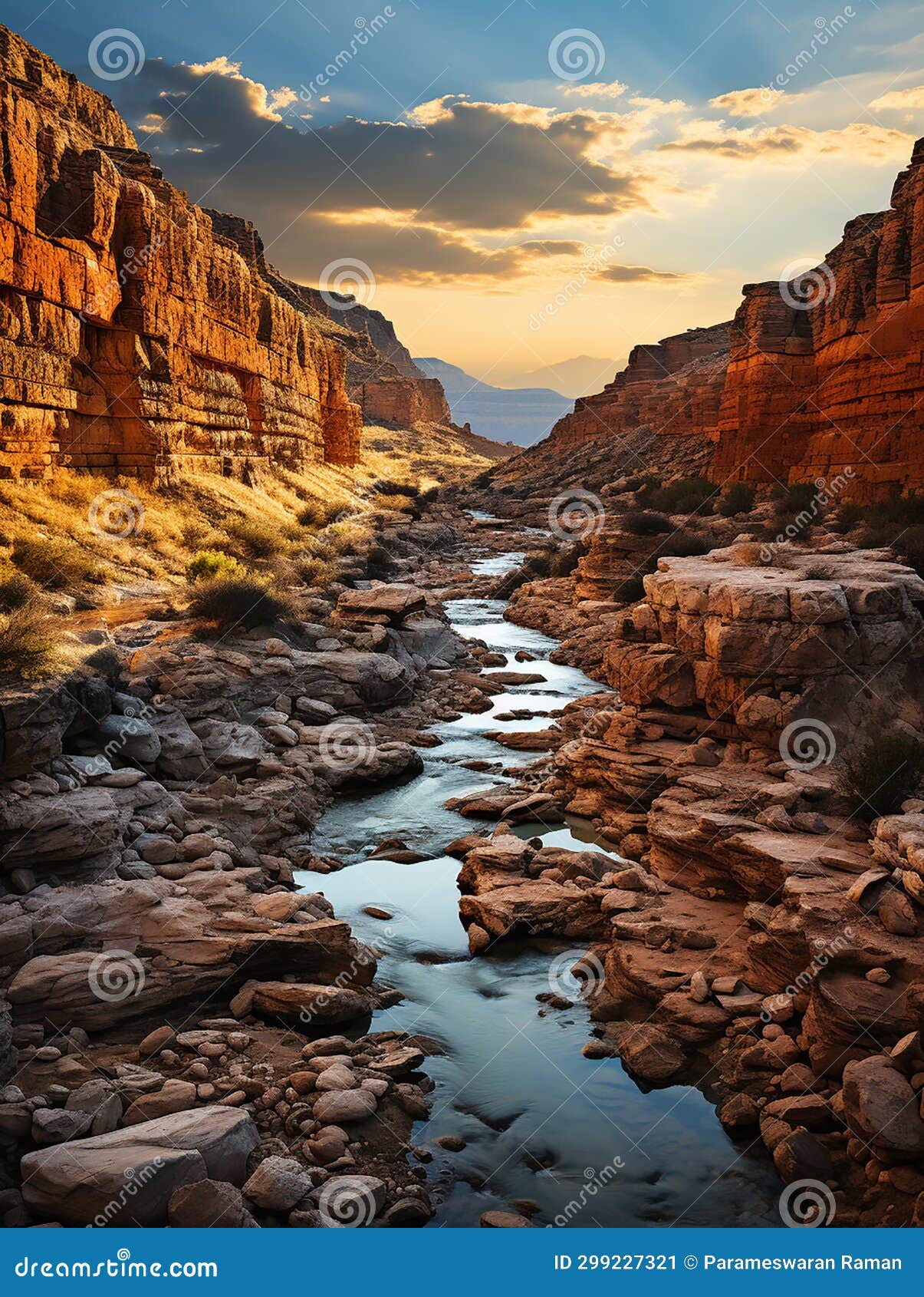 Canyon Landscape At Night With Milky Way Generative Ai Royalty Free