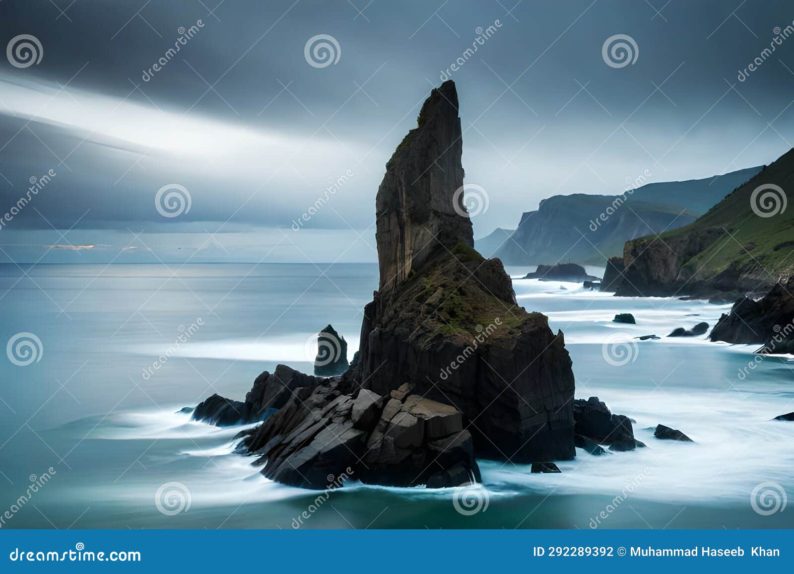 A Rugged Coastal Sea Stack Rising Dramatically from the Ocean, Shaped ...