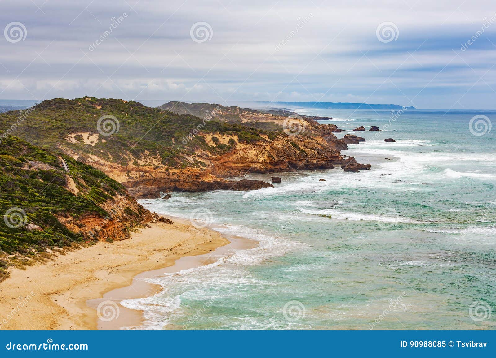 Rugged Coastline, Coastal Vegetation, Breaking Waves, and Eroded Stock ...