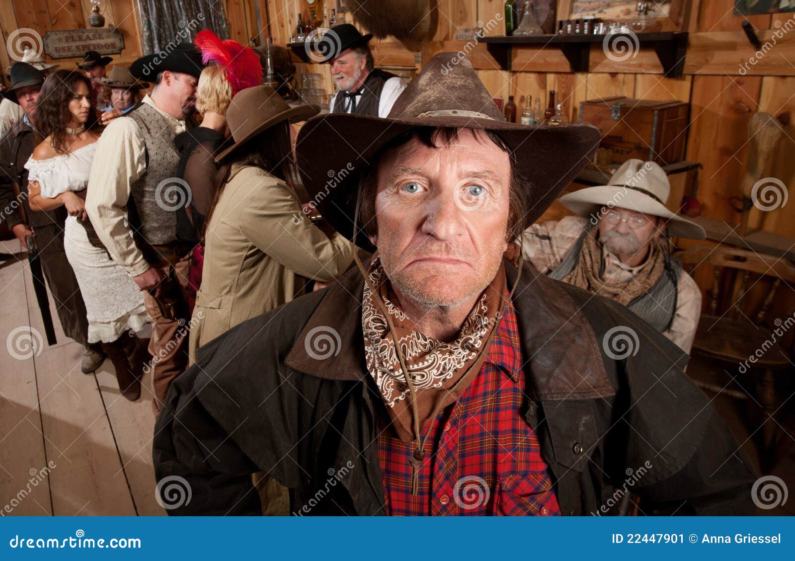 Rugged Cowboy in a Saloon stock image. Image of inside - 22447901