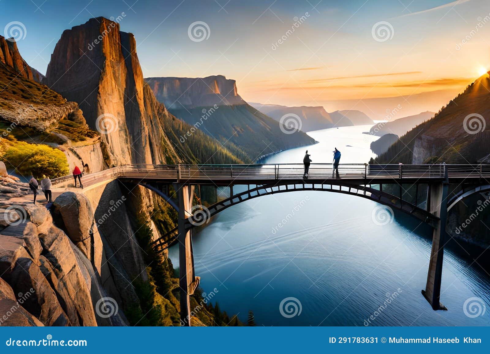 A Rugged and Dramatic Canyon with a Suspension Bridge Spanning a Deep ...