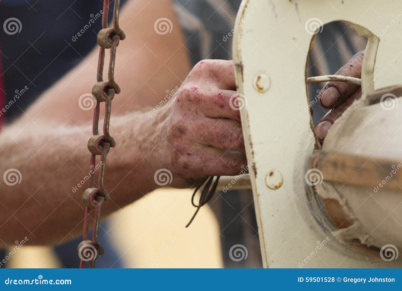 Rugged and Greasy Hands at Work. Stock Photo - Image of machine ...