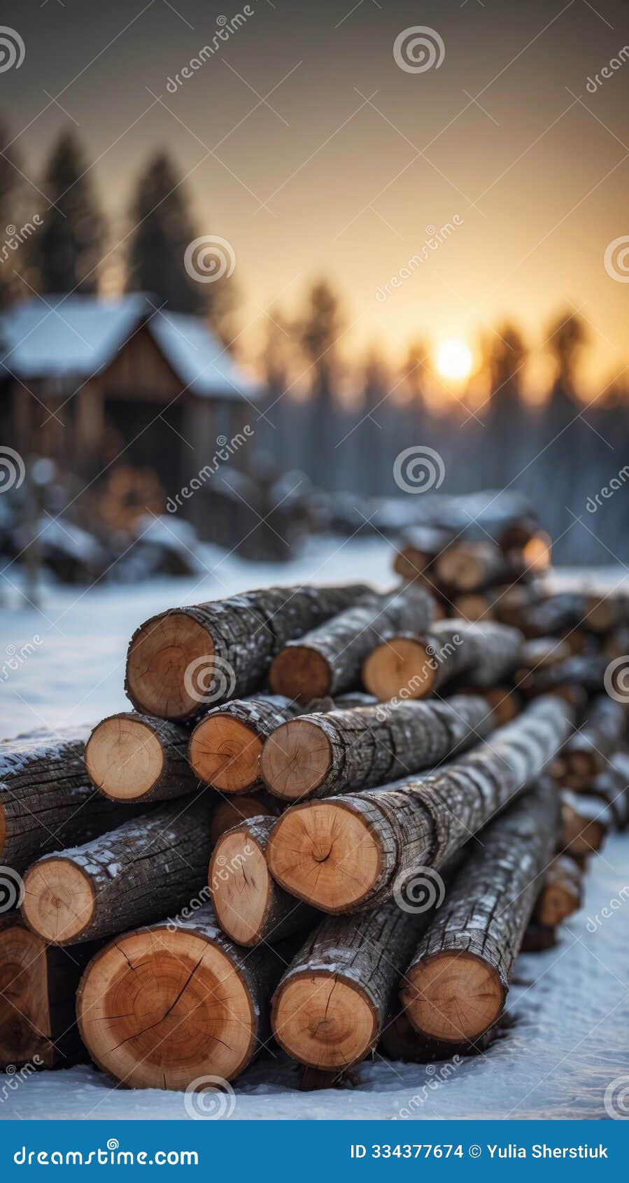 Rugged Lumber Mill Processing Timber in Winter Landscape. Stock Photo ...