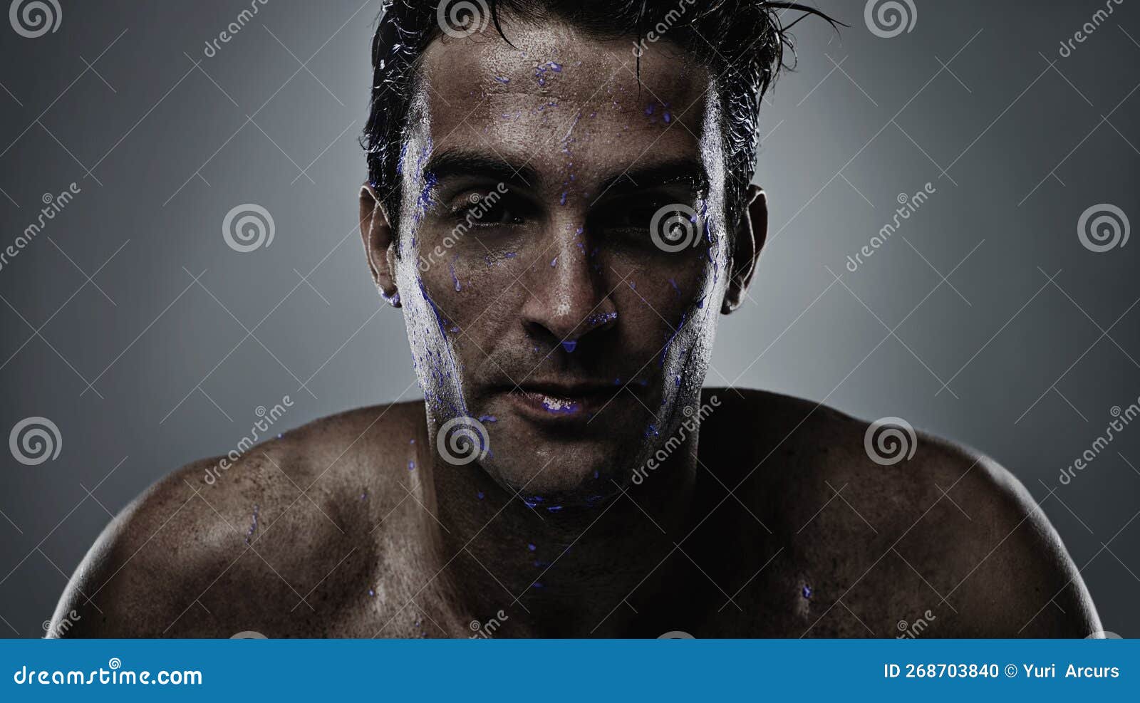Rugged Manliness. Moody Studio Portrait of a Bare-chested Handsome ...