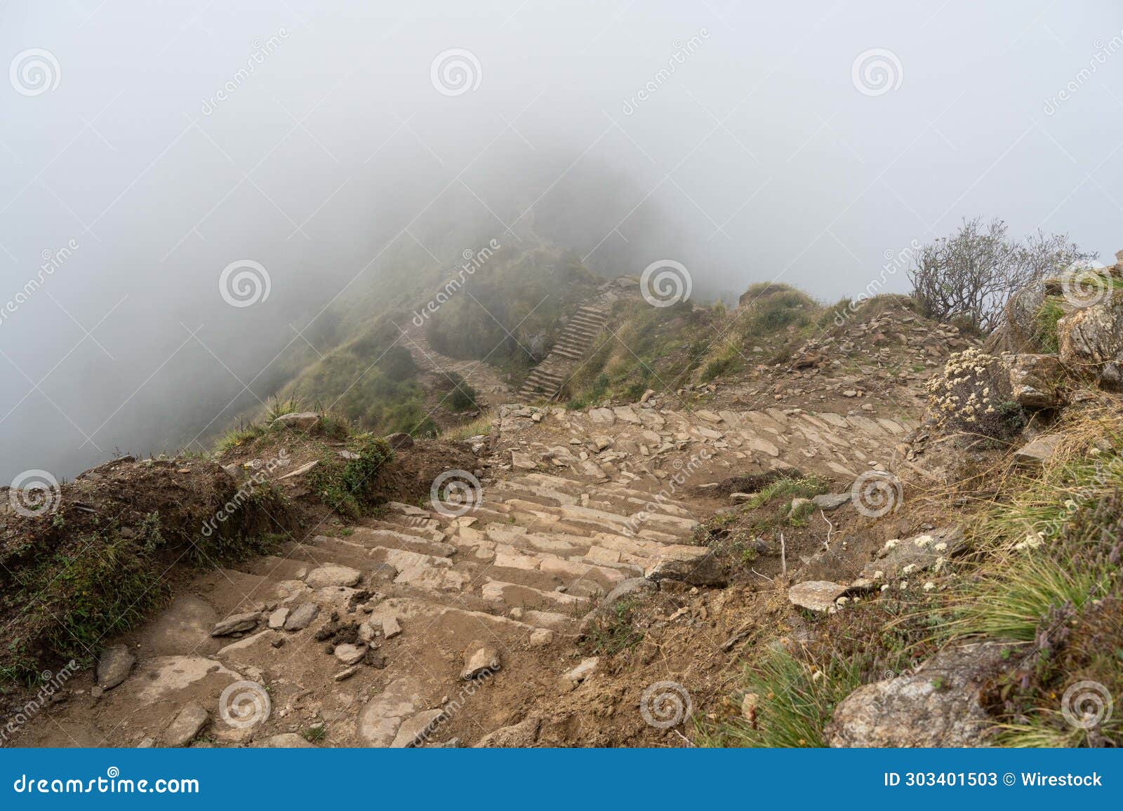 Rugged Mountain Trail Featuring Multiple Steps Leading Up the Steep ...