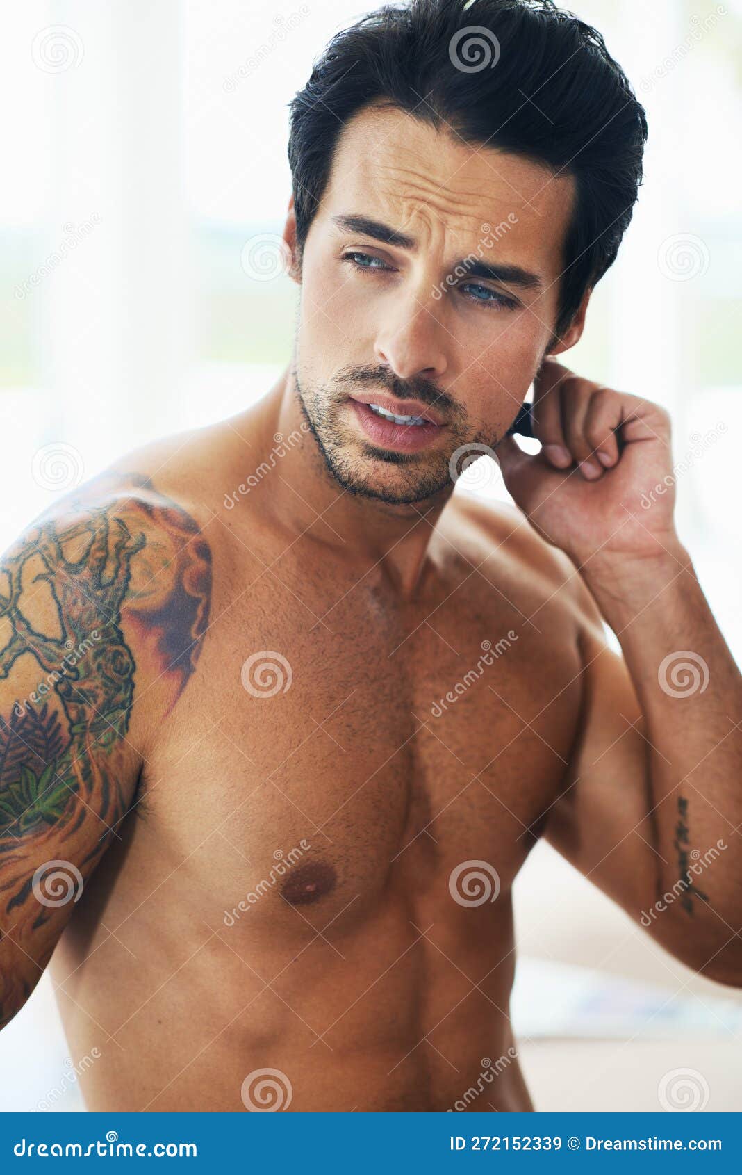 Rugged and Ripped. a Handsome Young Man Standing Shirtless. Stock Image ...
