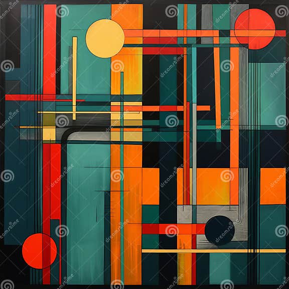 Vibrant Modular Constructivism Art with Colorful Wooden Patterns Stock ...