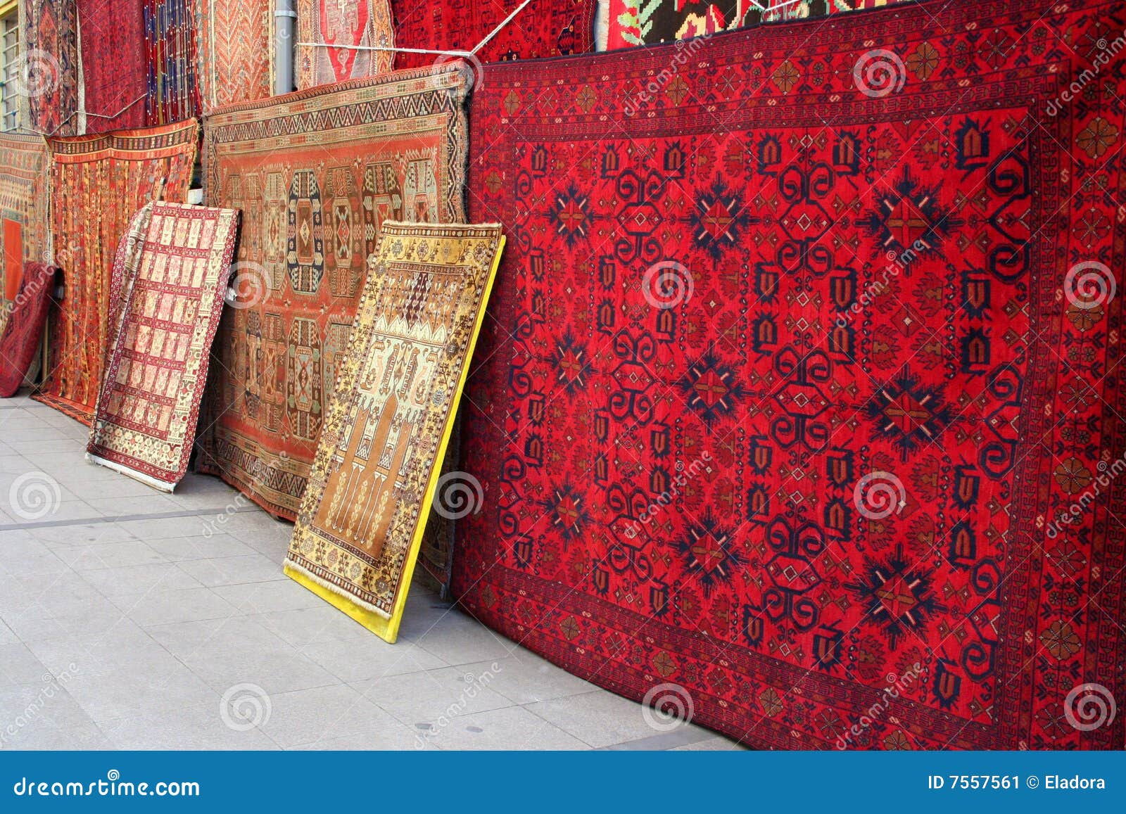 Rugs in a Turkish Carpet Shop. Stock Image - Image of handmade ...