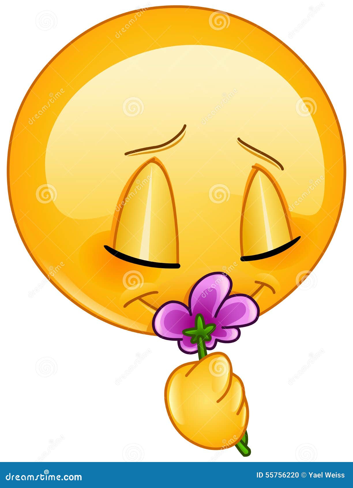 Ruikende bloem emoticon vector illustratie. Illustration of bloemen ...