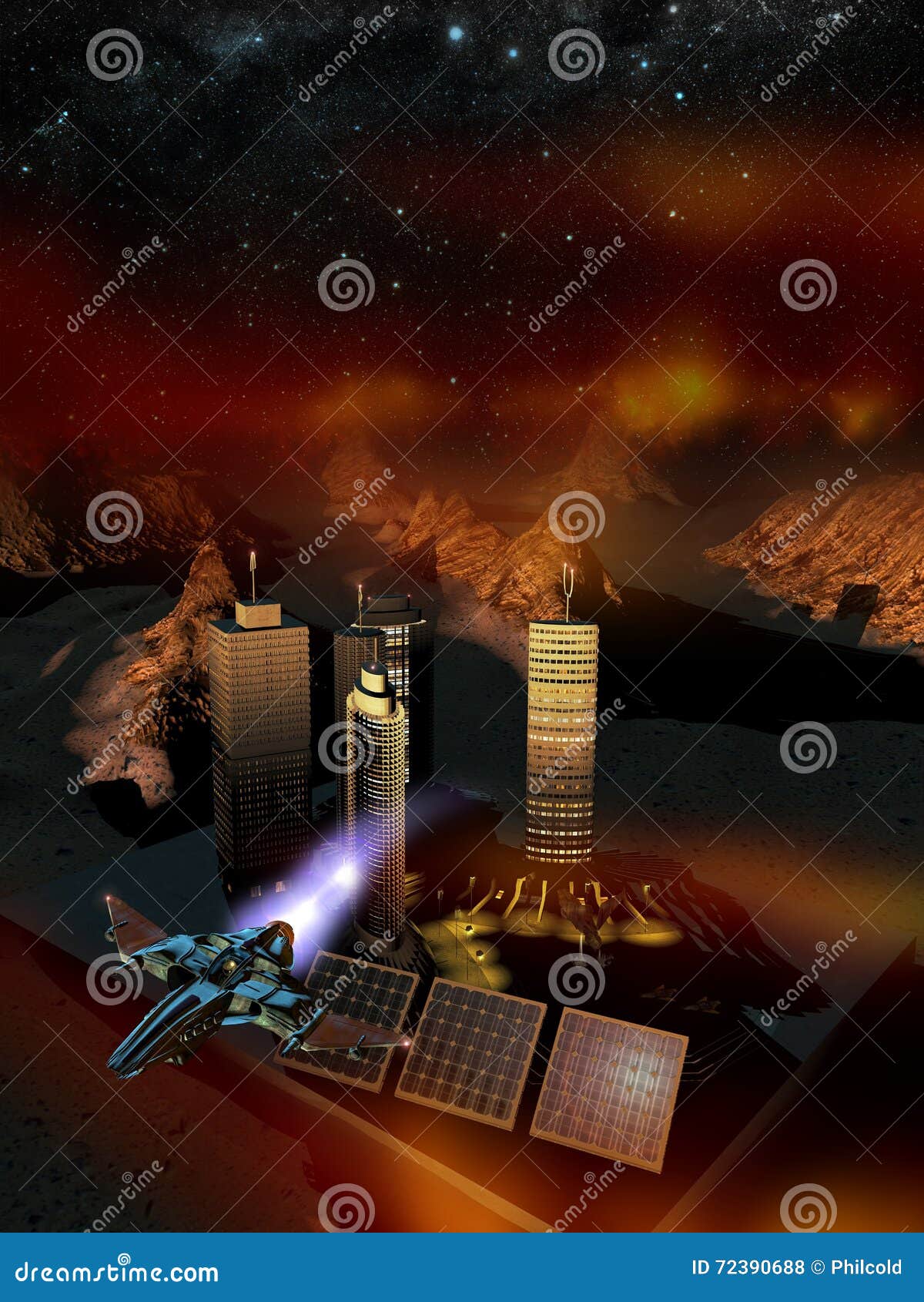 Ruimte Basis Op Planeet Mars Stock Illustratie - Illustration of ...