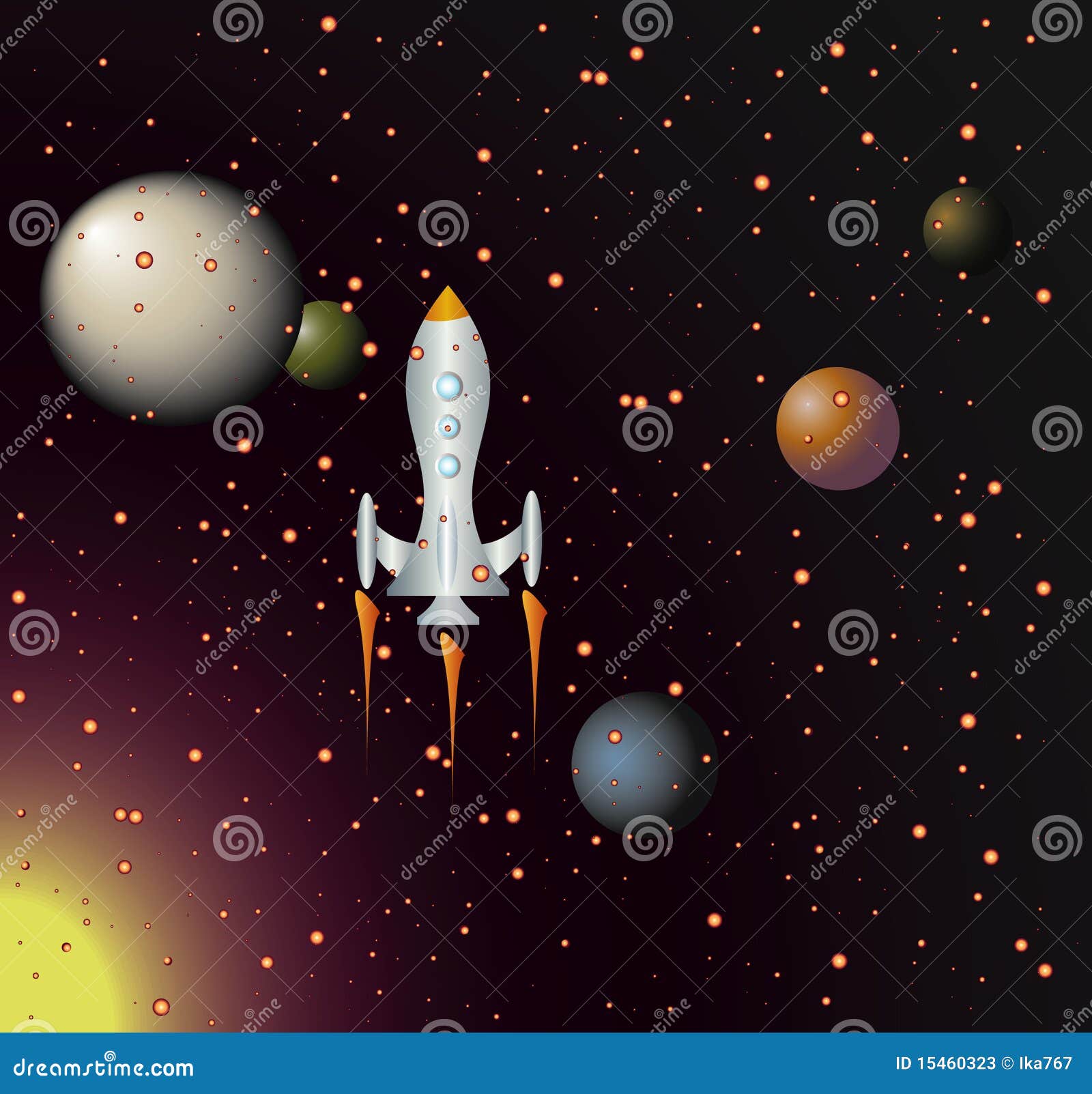 Ruimte raket vector illustratie. Illustration of sterren - 15460323