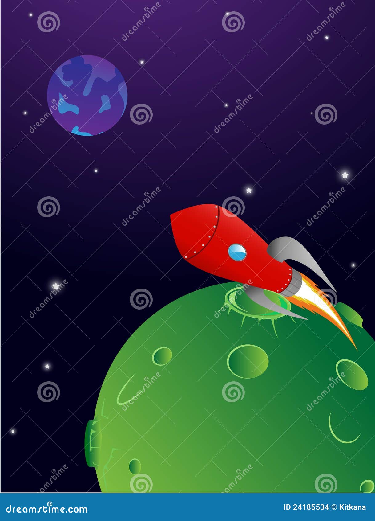 Ruimte raket in ruimte stock illustratie. Illustration of beeldverhaal ...