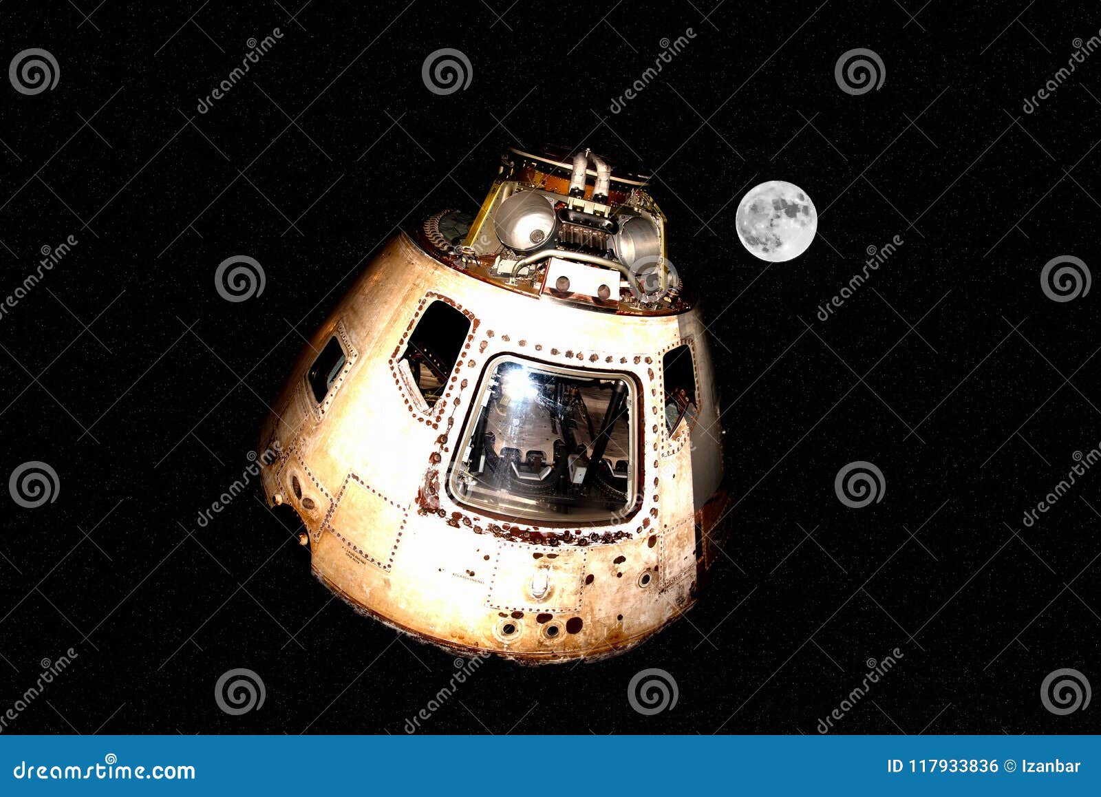 Ruimteschip Apollo Style Op Maan En Sterren Stock Foto - Image of ...