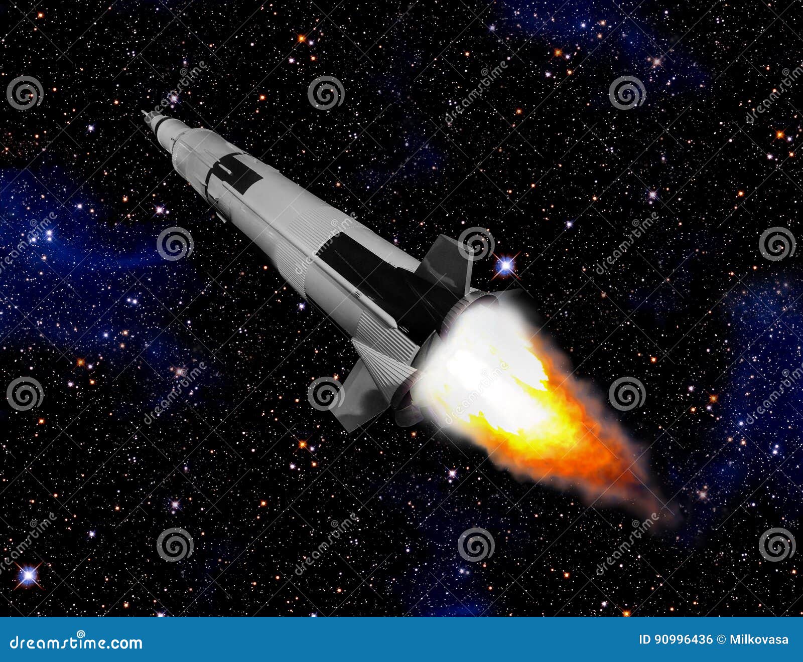 Ruimteschip Die Door Ruimte Vliegen Stock Illustratie - Illustration of ...