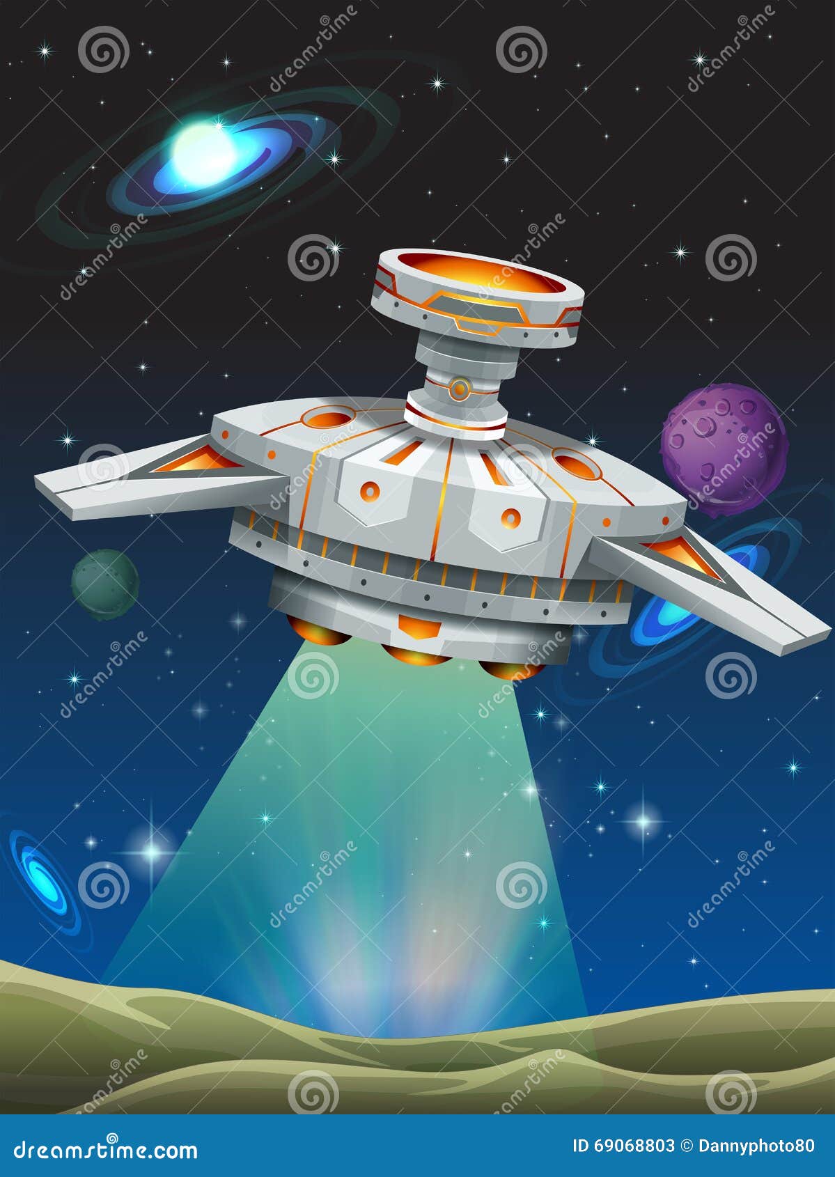 Ruimteschip Die Van De Planeet Opstijgen Vector Illustratie ...