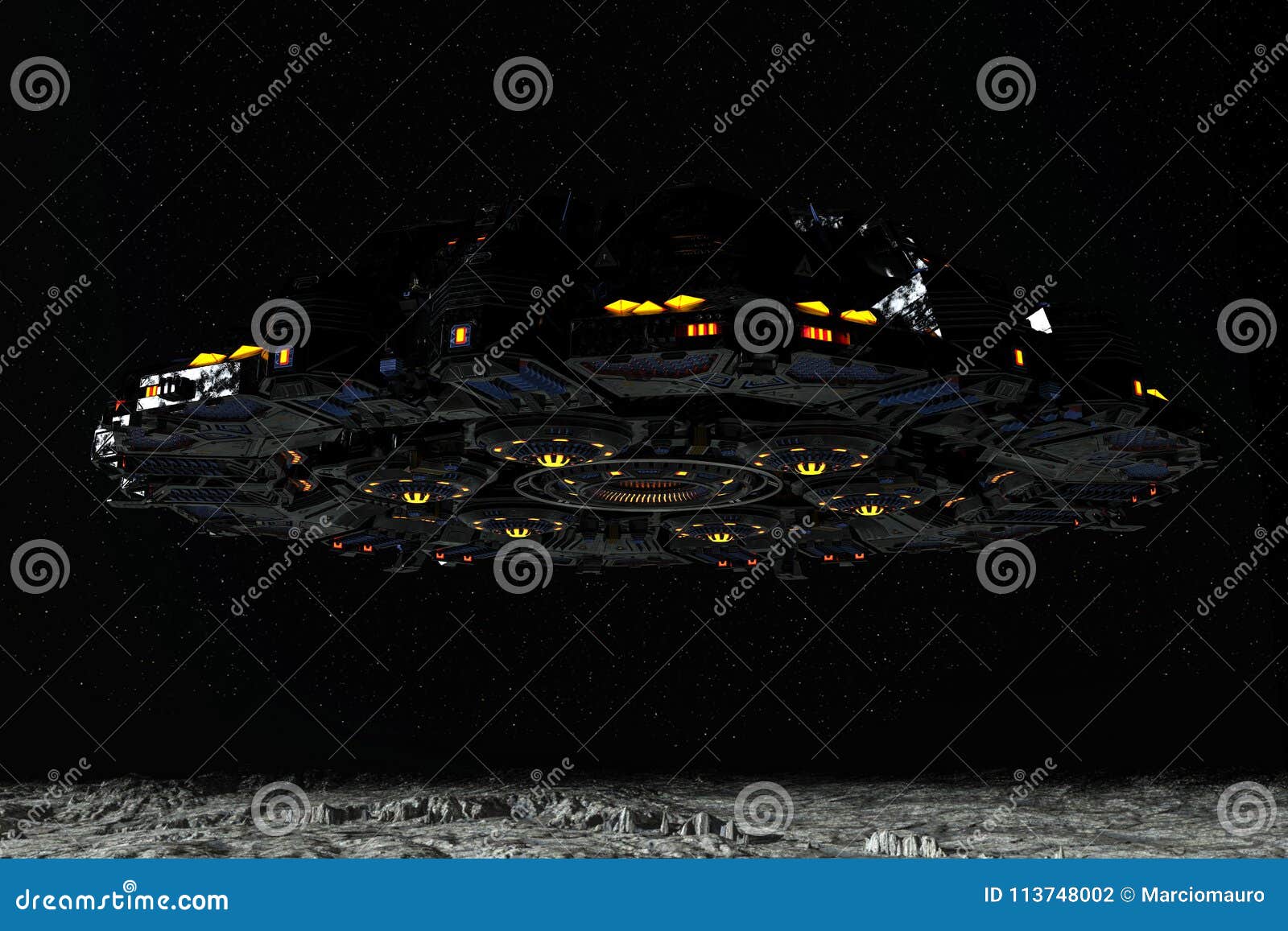 Ruimteschip op de maan stock illustratie. Illustration of laserstraal ...