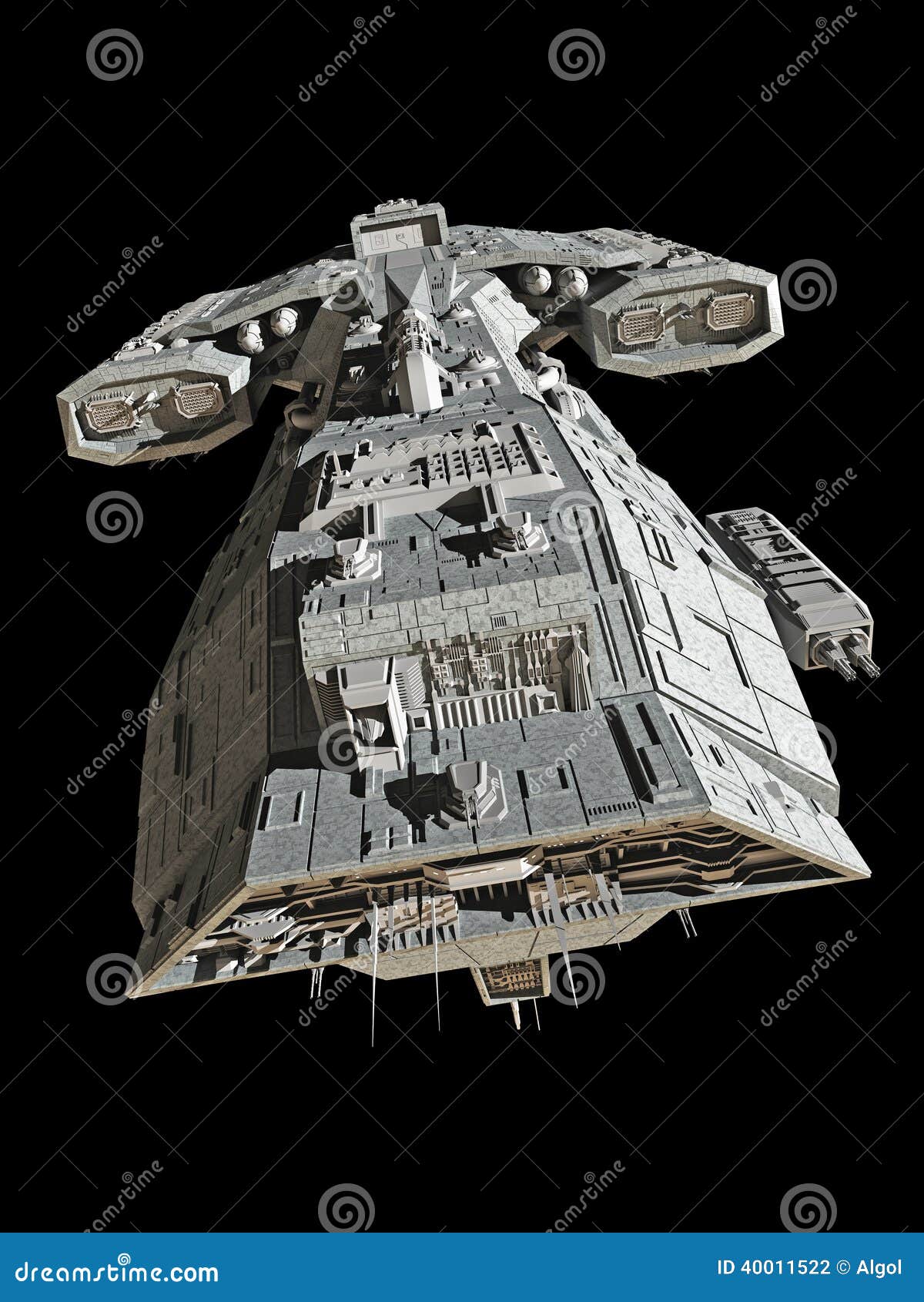 Ruimteschip Op Zwarte - Hoogste Mening Stock Illustratie - Illustration ...