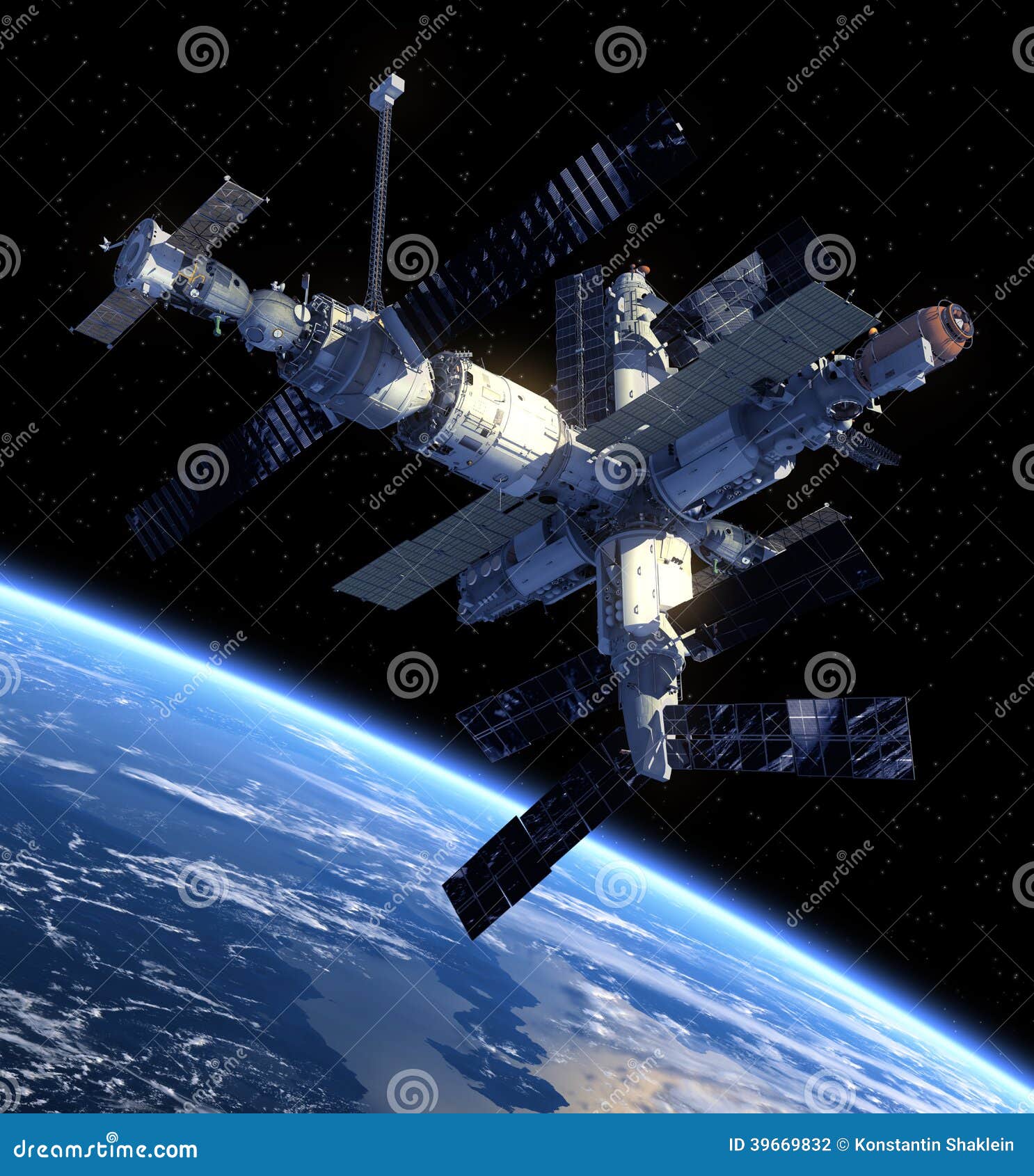 Ruimtestation En Ruimtevaartuig. Stock Illustratie - Illustration of ...