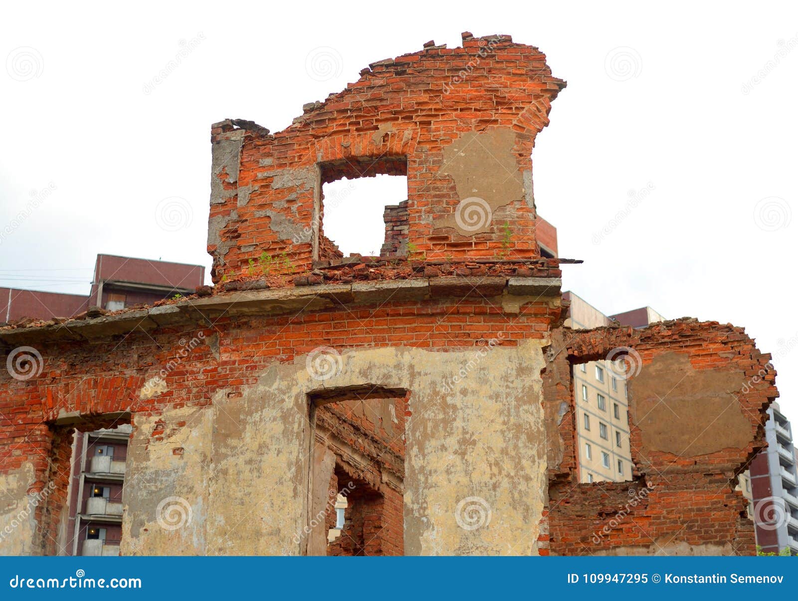 Ruin brick building. stock image. Image of architectural - 109947295