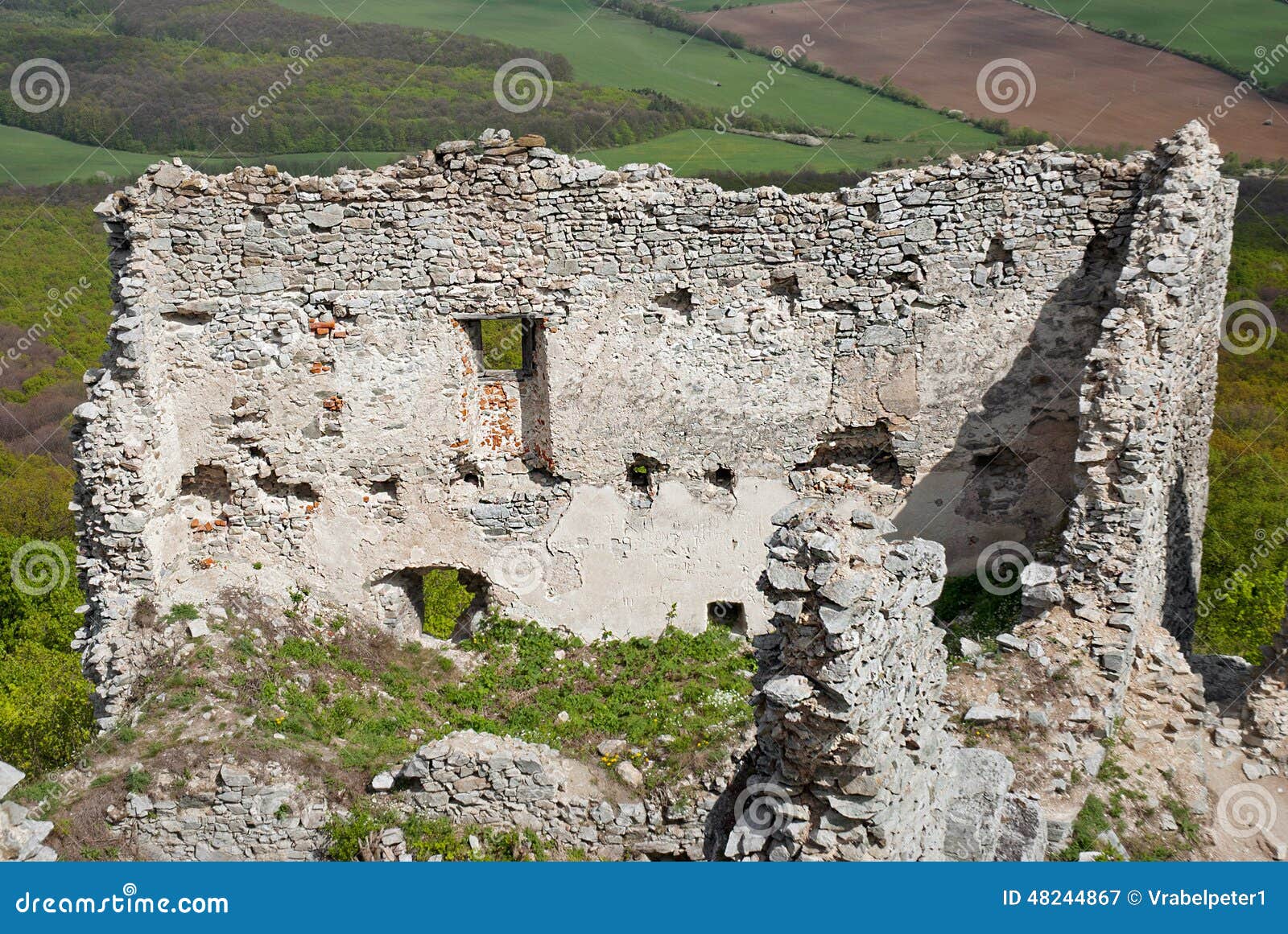 Ruin castle wall stock image. Image of medieval, fortress - 48244867