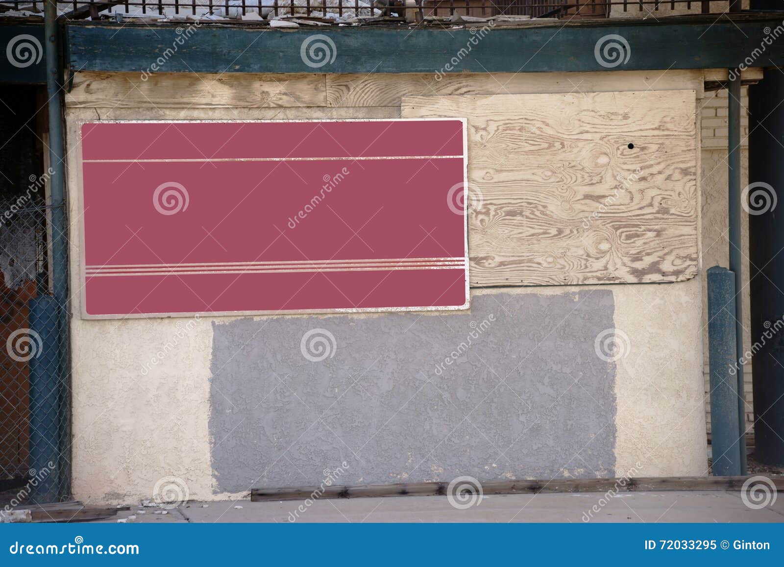 Ruin and Construction with Sign Stock Image - Image of exterior ...