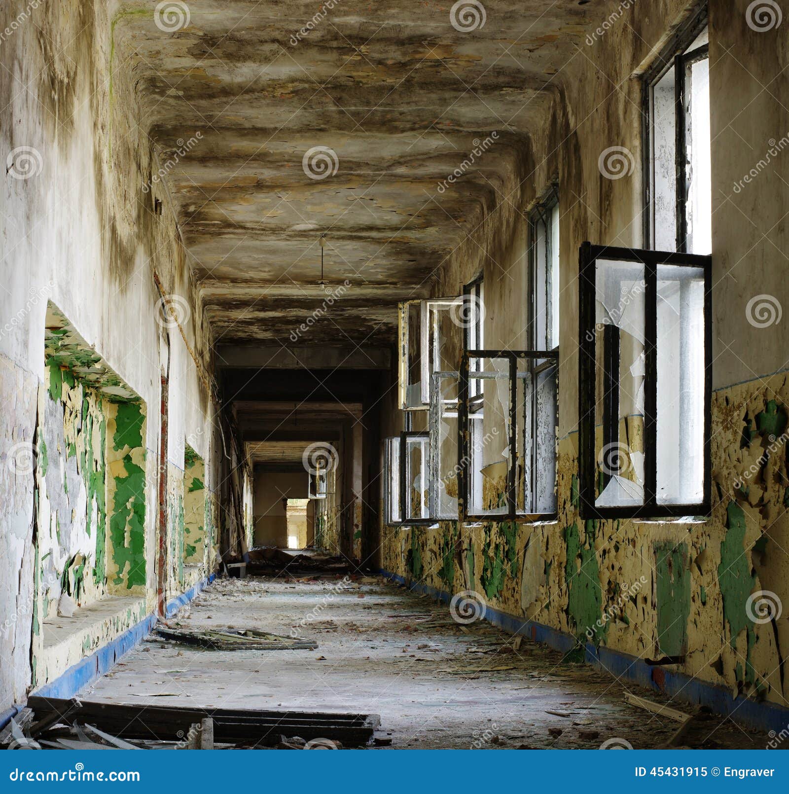 Ruin Corridor Old Interior Architecture Stock Image - Image of ...
