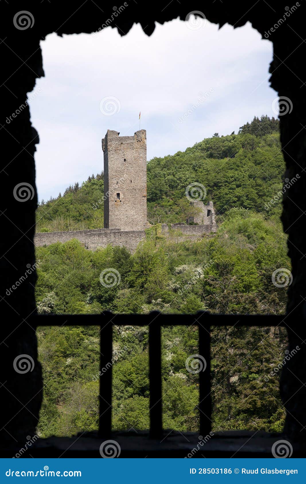 Ruin from Oberburg Castle in the Eifel Mountains Stock Photo - Image of ...